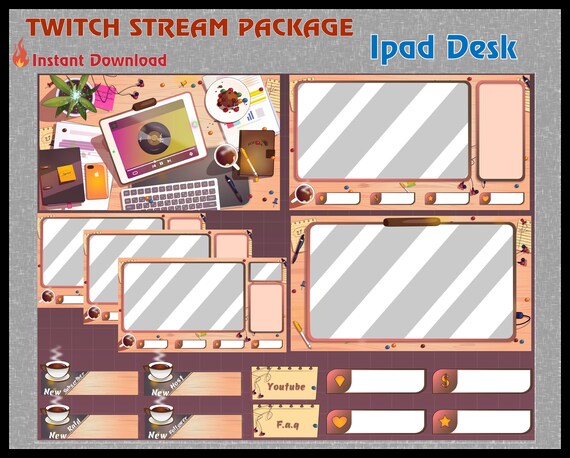 ANIMATED Twitch Stream Overlay Package / Cozy Ipad Desk Twitch - Etsy ...