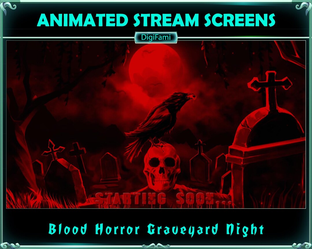 Bloody Red Nightmare in the Graveyard Animated Stream Screen Overlays ...