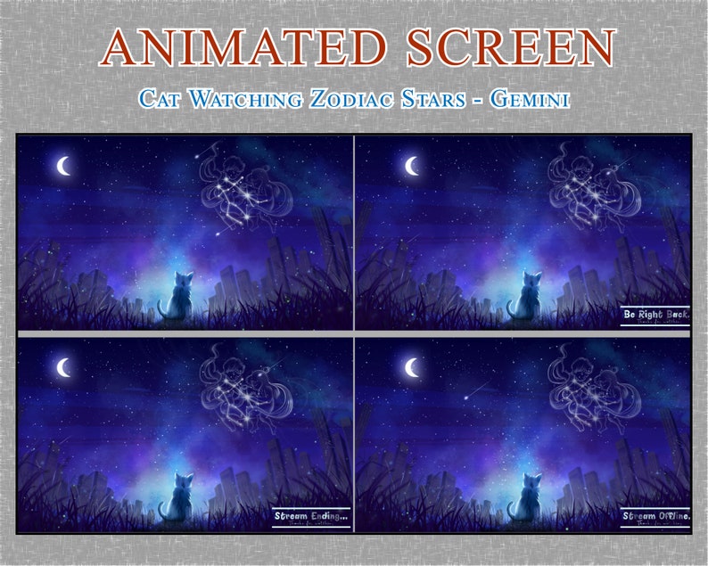 ANIMATED Gemini Twitch Screen Overlays / Celestial Stars Stream ...
