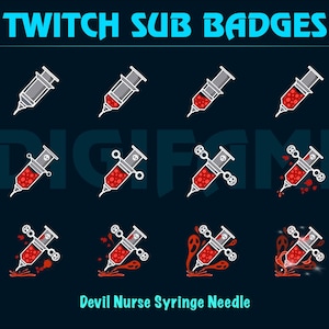 Blood Nurse Syringe Needle Twitch Sub Badges, Devil Nurse Syringe ...