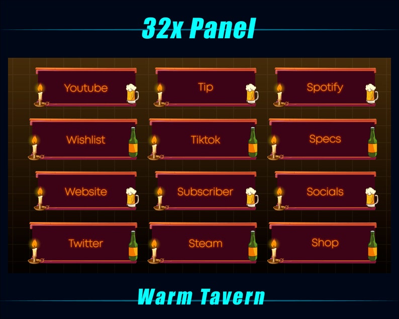 Animated Twitch Overlay Package Warm Tavern / Cozy Pub Bar Stream ...