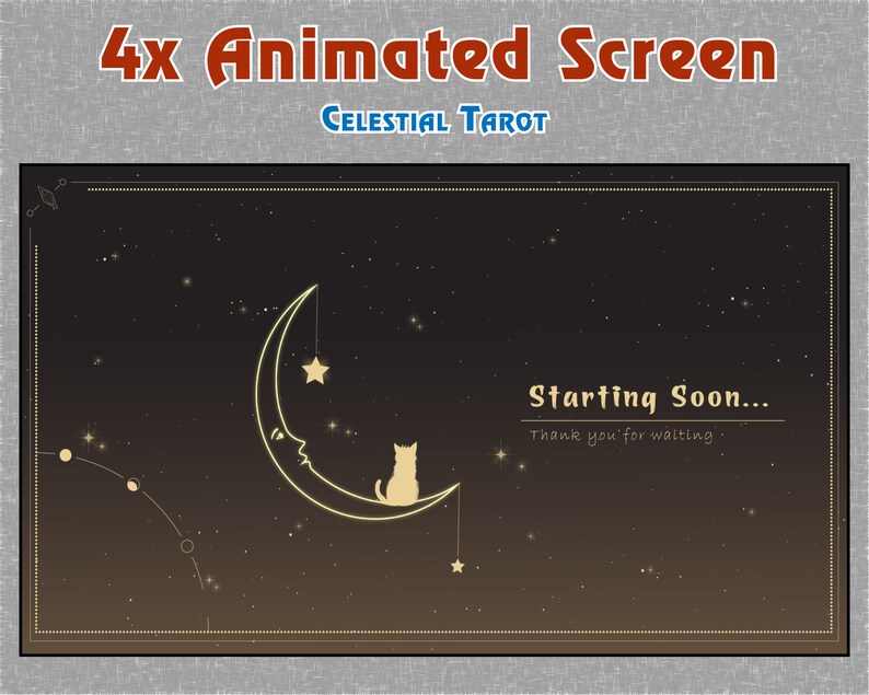 Animated Scenes Moon Cat Twitch Overlay Package / Celestial - Etsy