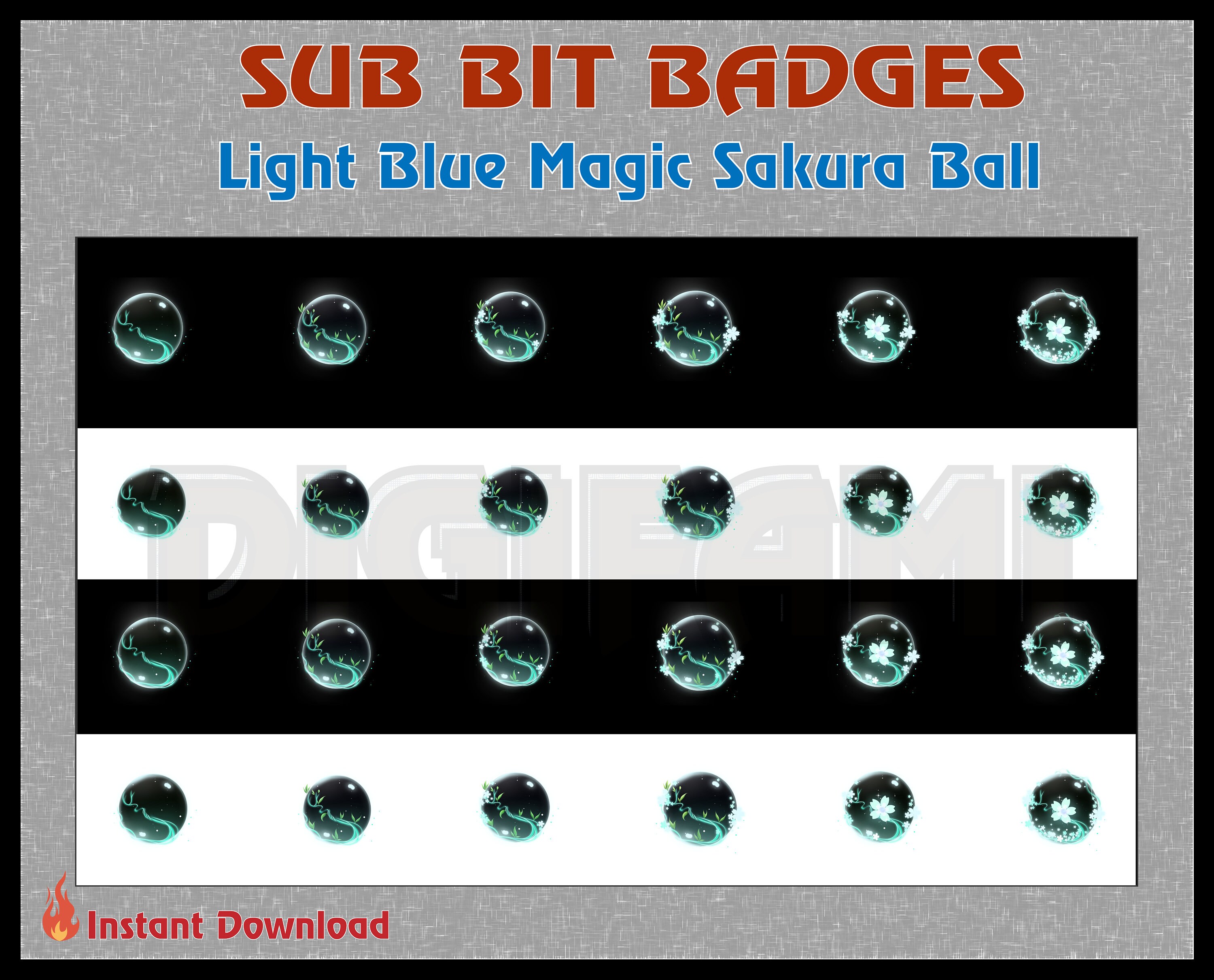 Light Blue Magic Sakura Ball Twitch Sub Bit Badges / Cherry - Etsy