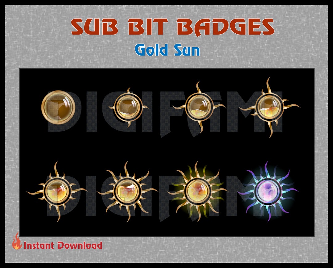 Magic Sun Twitch Sub Badges / Gold Sun Twitch Sub Badges / Yellow Sun ...