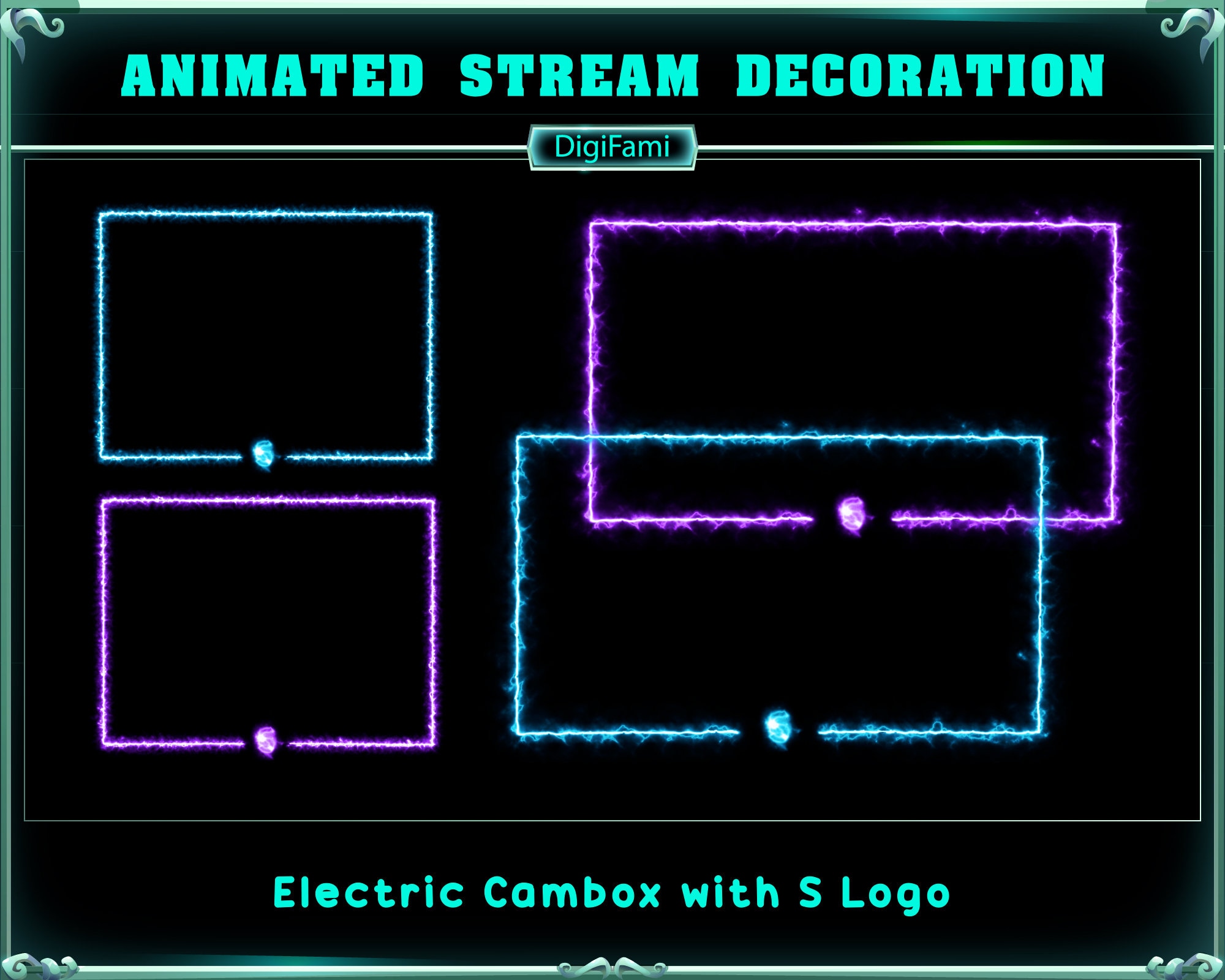 ANIMATED Twitch Webcam Overlay Electric Cam Frame With S Logo, Electric ...