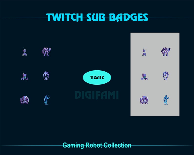 ROBOT Twitch Sub Badges for Streamers, Youtube, Discord, OBS / Robot ...