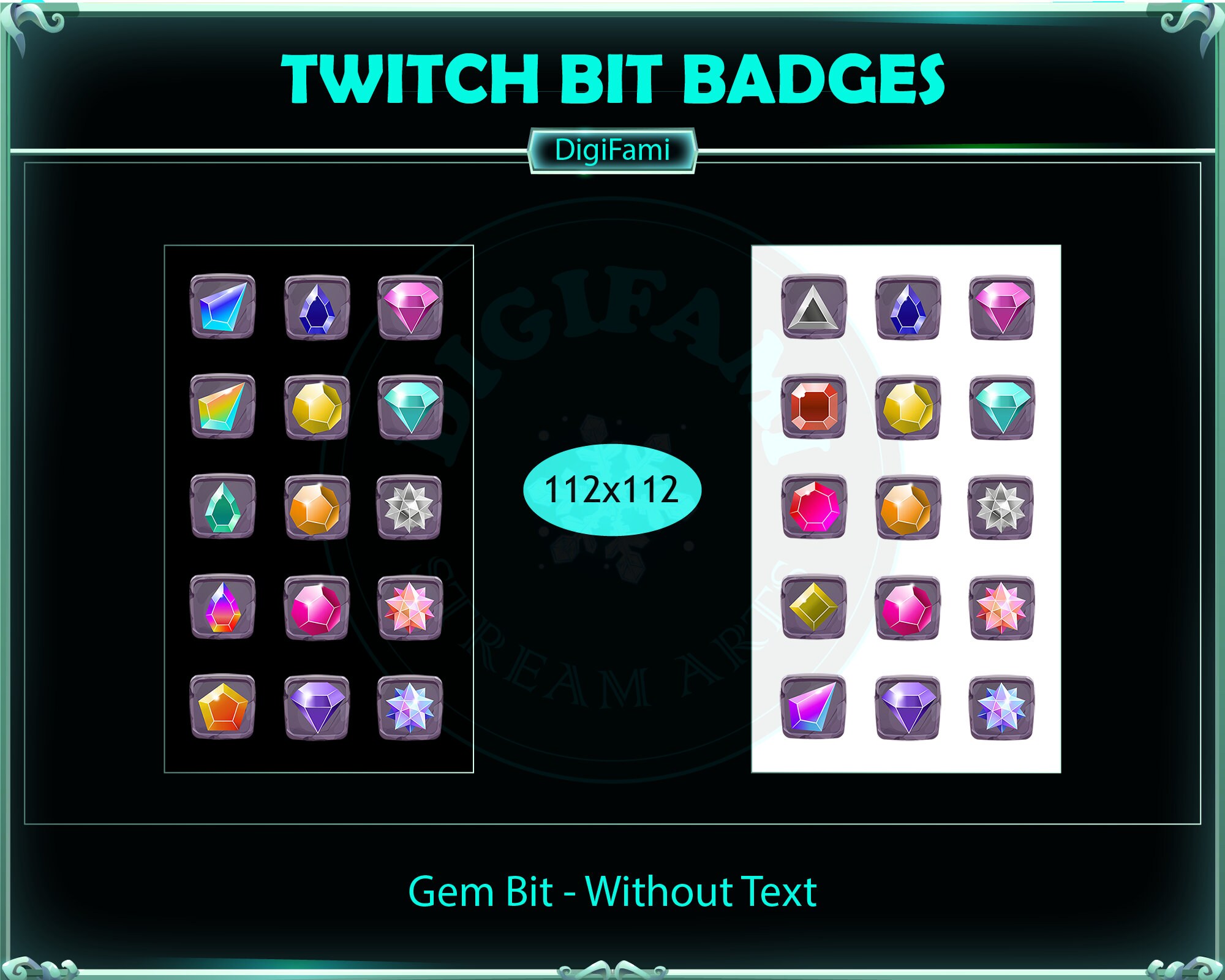 Gem Twitch Bit Badges Set, Gem Twitch Bit Badges, Crystal Gem Bit ...