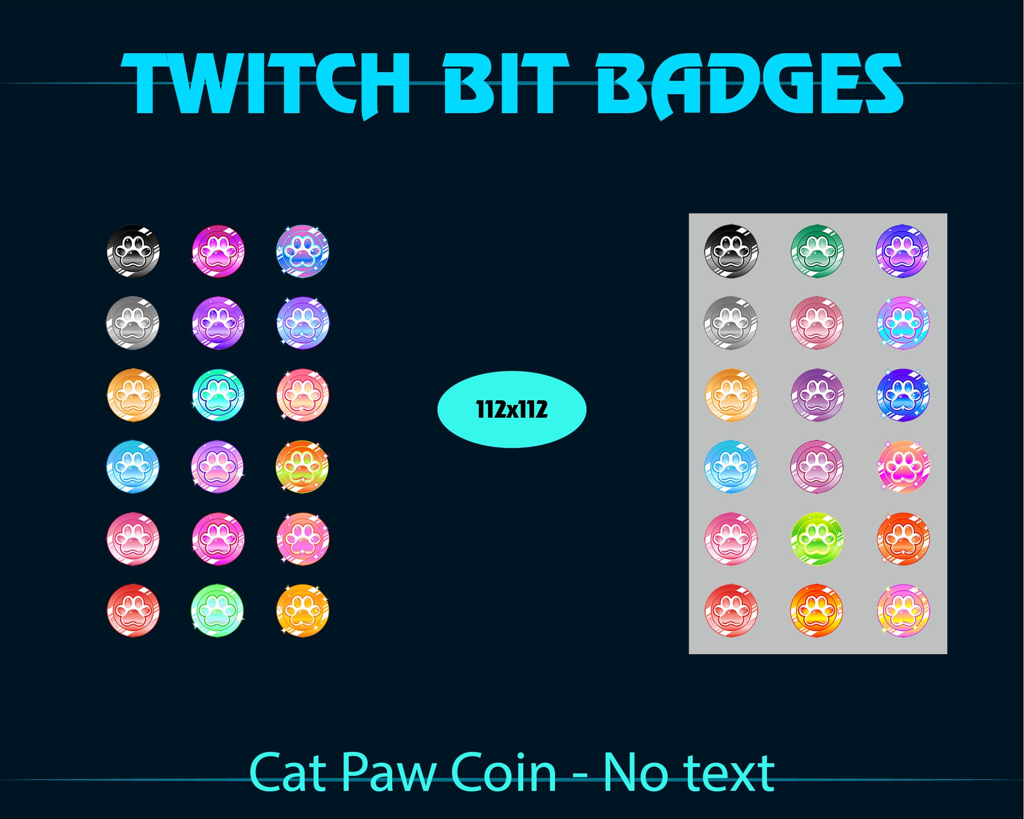 Cat Paw Coin Twitch Bit Badges, Neon Cat Paw Coin Twitch Bit Badges ...