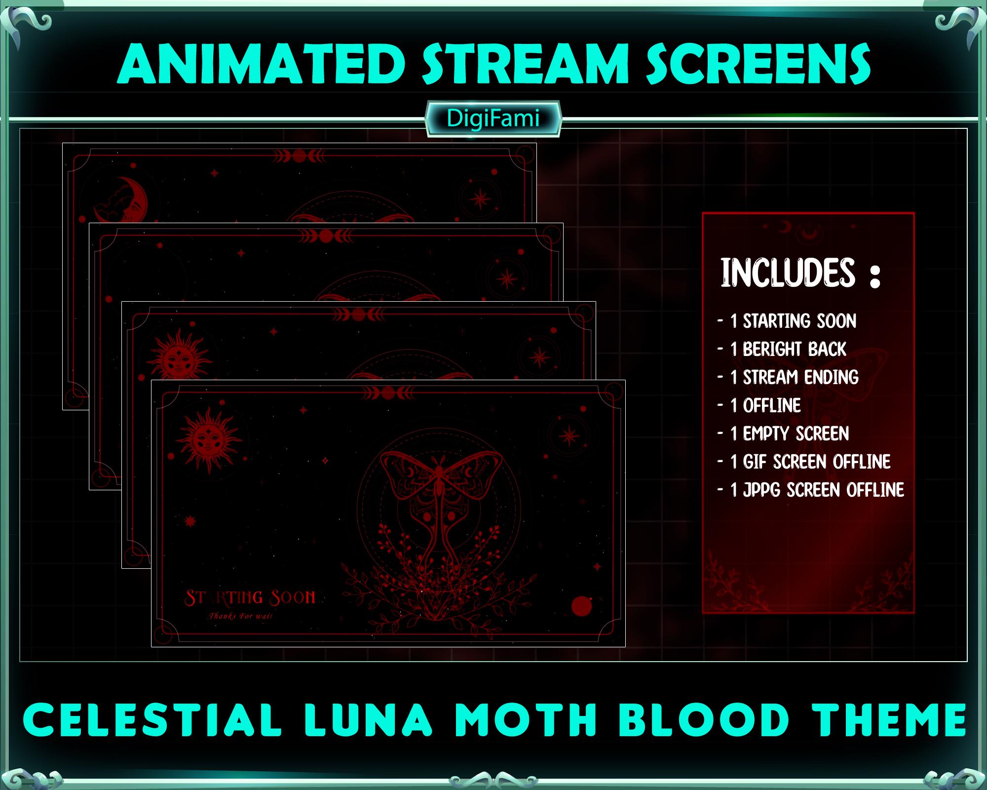 Animated Stream Package Blood Red Celestial Luna Moth, Blood Red ...