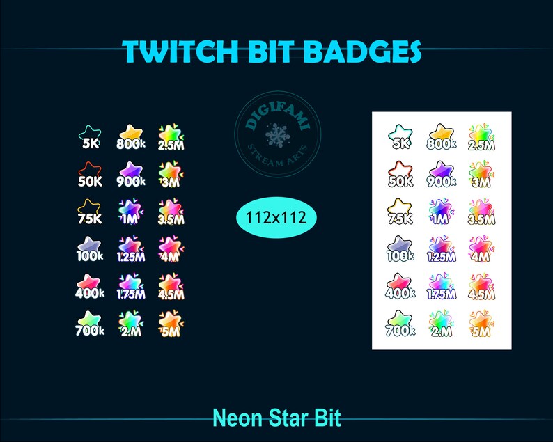 Neon Crystal Star Twitch Bit Badges, Neon Star Twitch Bit Badges ...