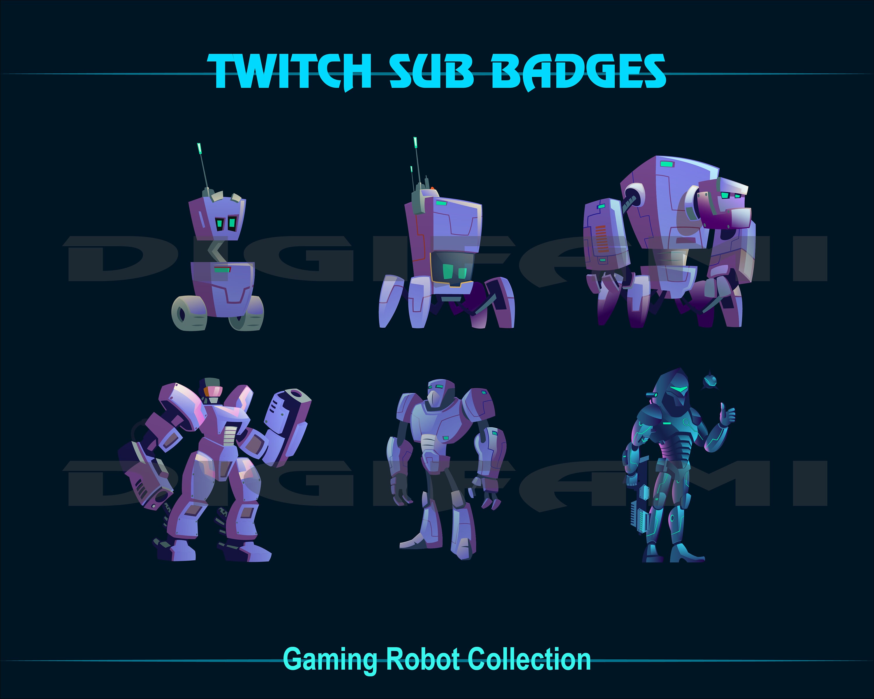 ROBOT Twitch Sub Badges for Streamers, Youtube, Discord, OBS / Robot ...