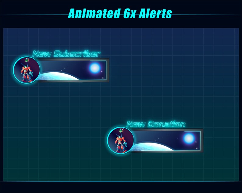 Animated Twitch Alerts, Animated Robot Stream Alerts, Spaceship Robot ...