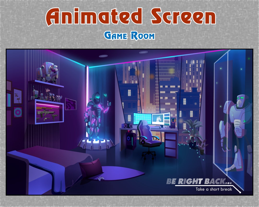 ANIMATED Twitch Neon Gaming Room Screen Overlays / Retro Cozy Dark Game ...