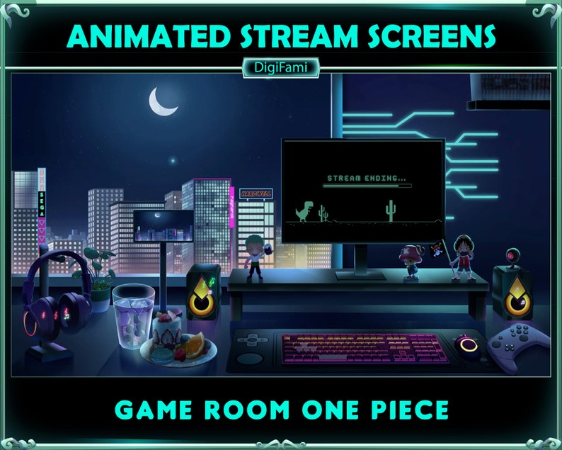 Animated Twitch Gaming Room Screen Overlays, PC Desk Twitch Screen ...