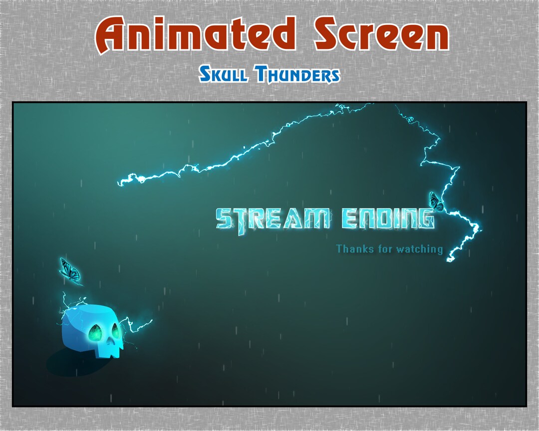 Animated Twitch Overlays | Lightning Skull Twitch Horror Stream Scenes ...