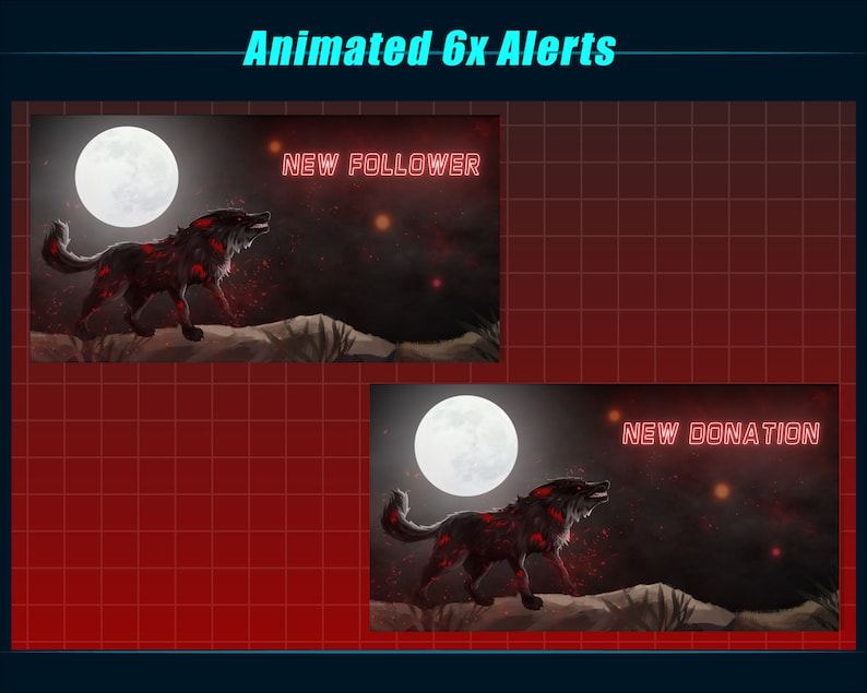 Animated Twitch Alerts | Animated DARK RED Fire Wolf Stream Alerts ...