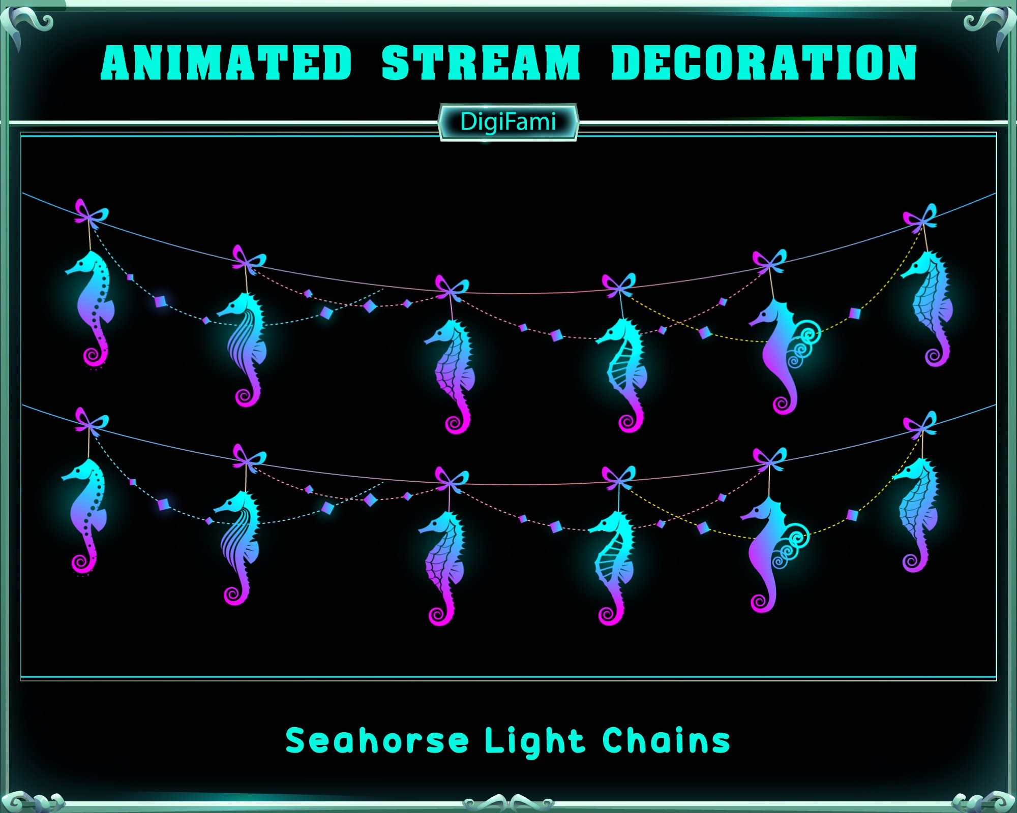 Fairy Seahorse Light Chains Animated Twitch Stream Decoration, Animated ...