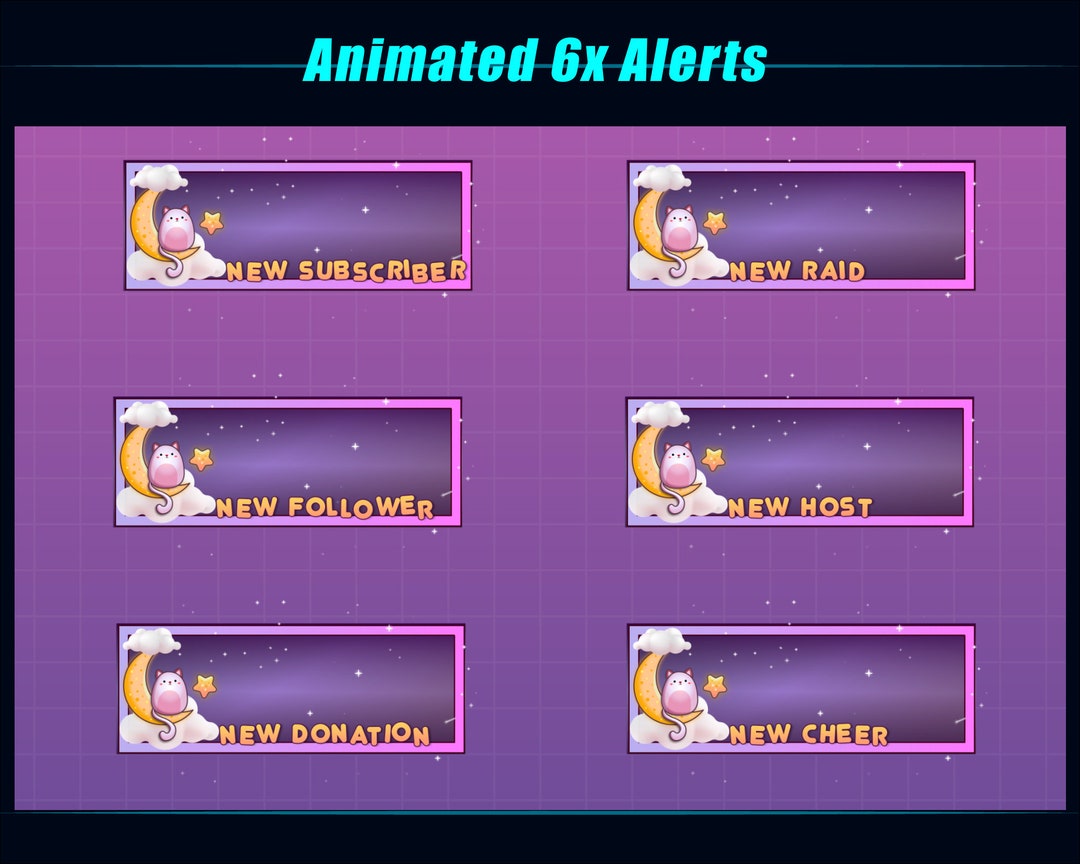 Cute Celestial Fat Cat Animated Twitch Alerts, Cute Celestial Cat ...