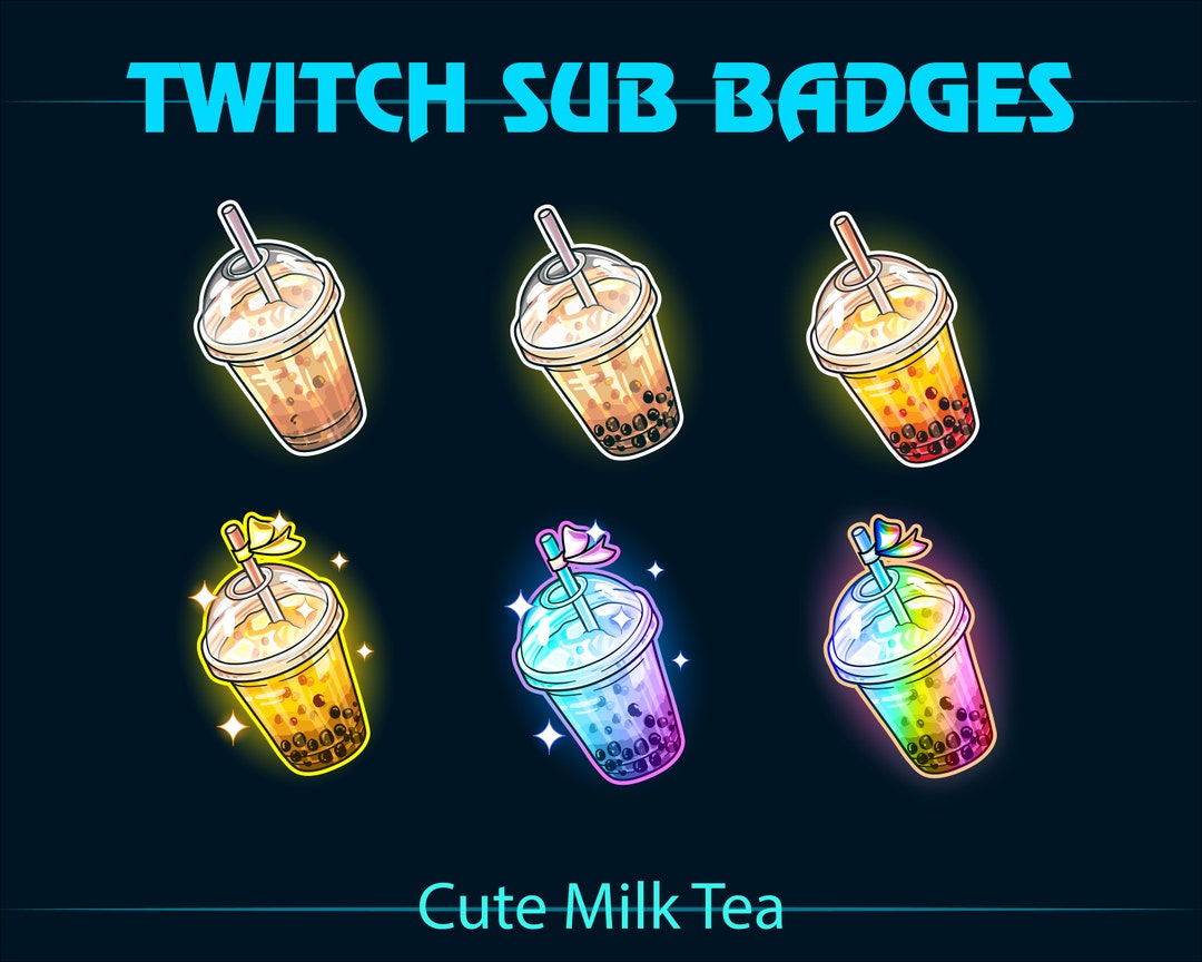 Cute Bubble Milk Tea Twitch Sub Bit Badges, Colorful Bubble Tea Twitch ...