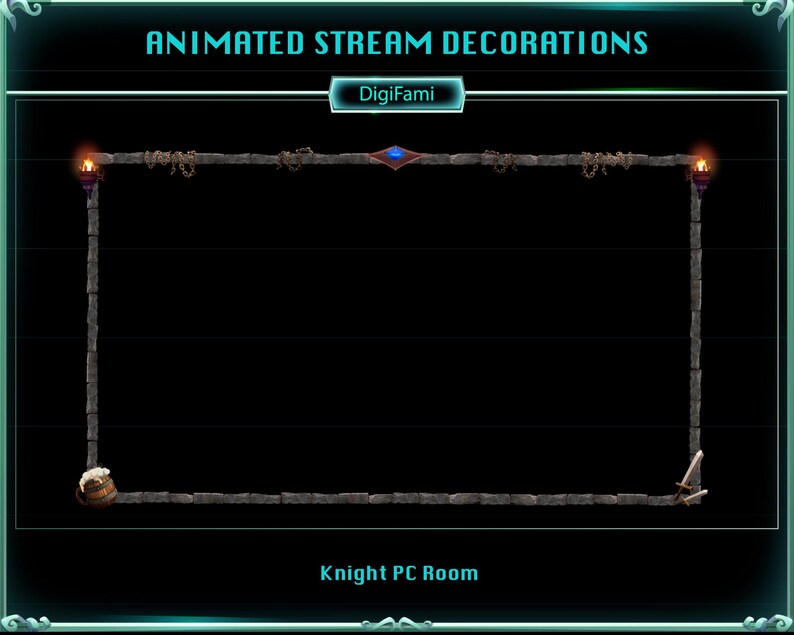 Animated Twitch Camera Overlay Knight PC Room, Knight PC Room Stream ...