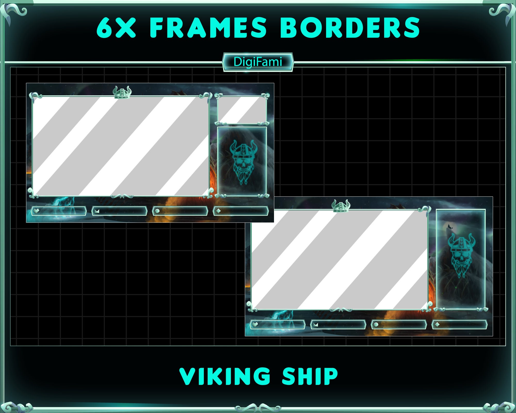 Burning Viking Ship Animated Twitch Stream Overlay Package, Viking ...