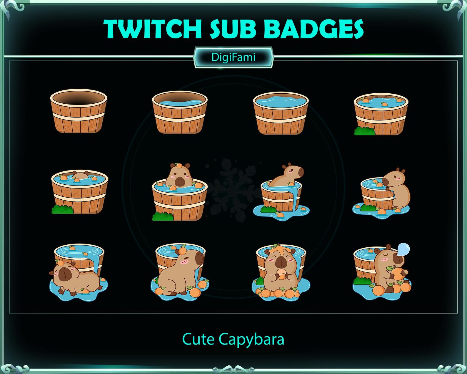Cute Capybara Twitch Sub Badges, Cute Capybara Twitch Sub Bit Badges ...