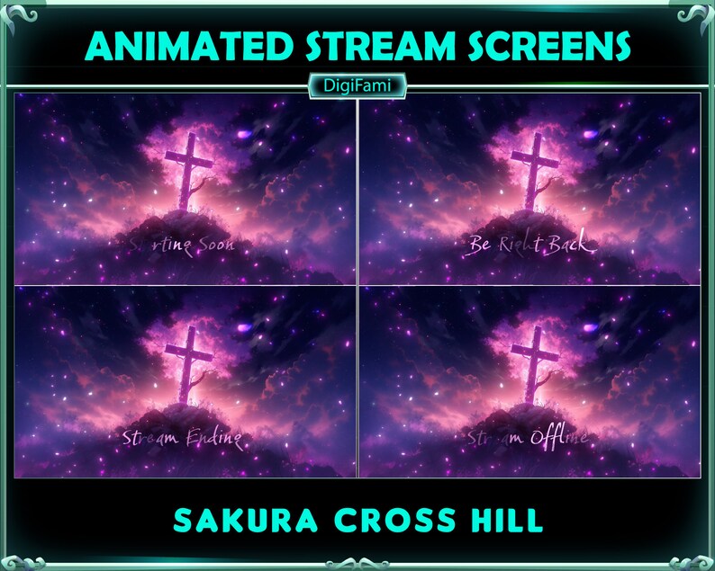 Cross Sakura Hill ANIMATED Twitch Stream Overlays, Cross Sakura Hill ...