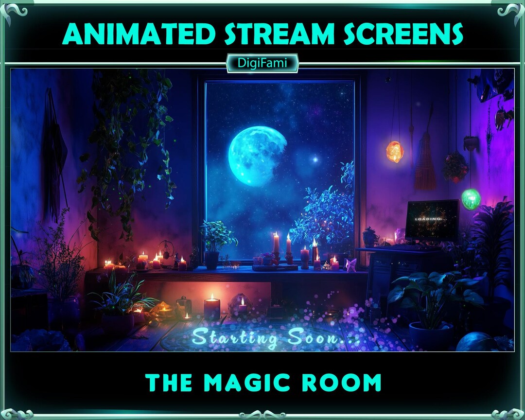 Animated Twitch Stream Overlays Magic PC Room, Witchy Room Stream ...