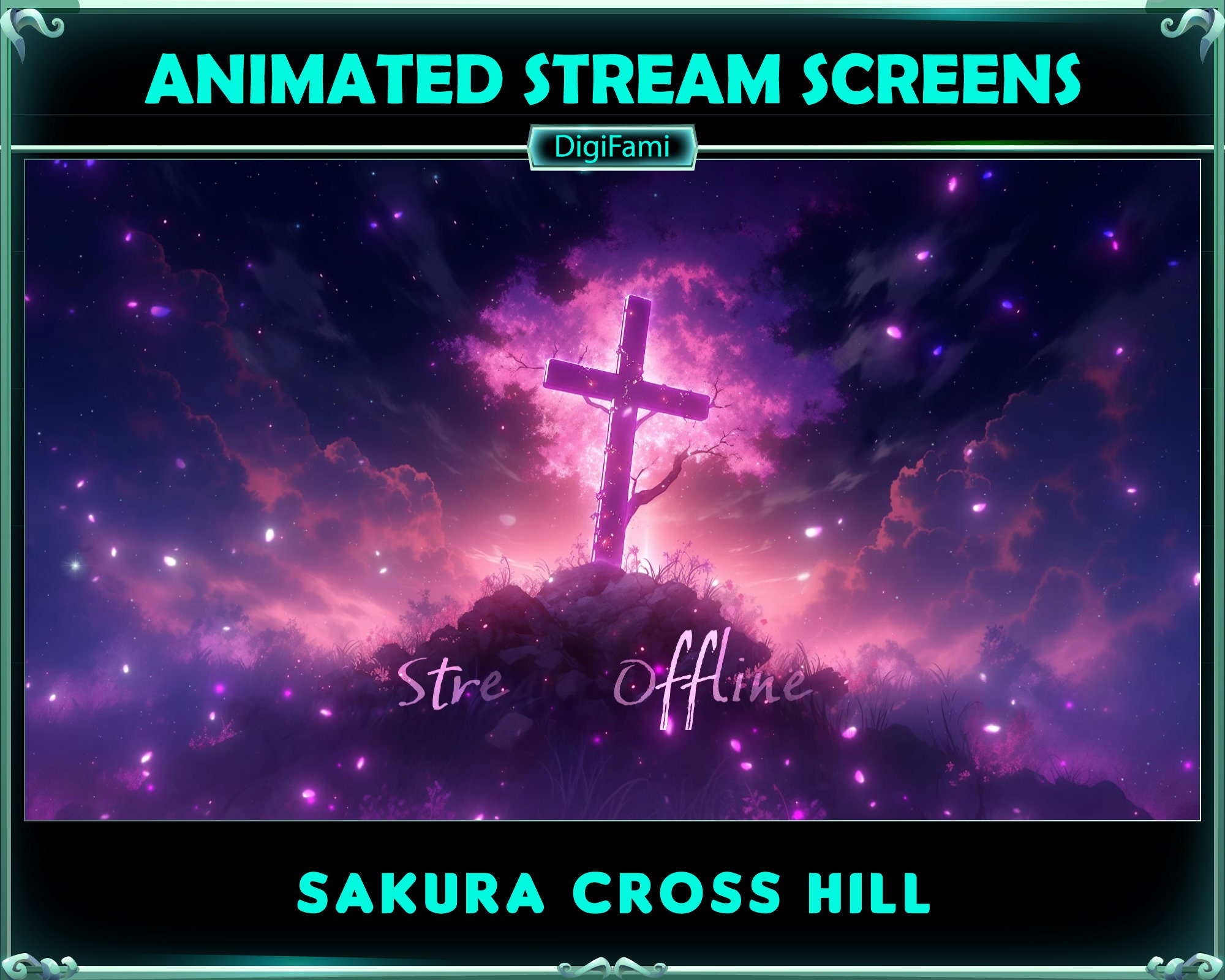 Cross Sakura Hill ANIMATED Twitch Stream Overlays, Cross Sakura Hill ...