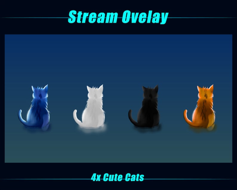 Cute Cats Animated Stream Decorations, Cute Cats Watching Stars ...