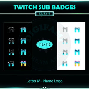 Letter M Twitch Sub Badges, Liquid Letter M Bottle Twitch Sub Badge ...