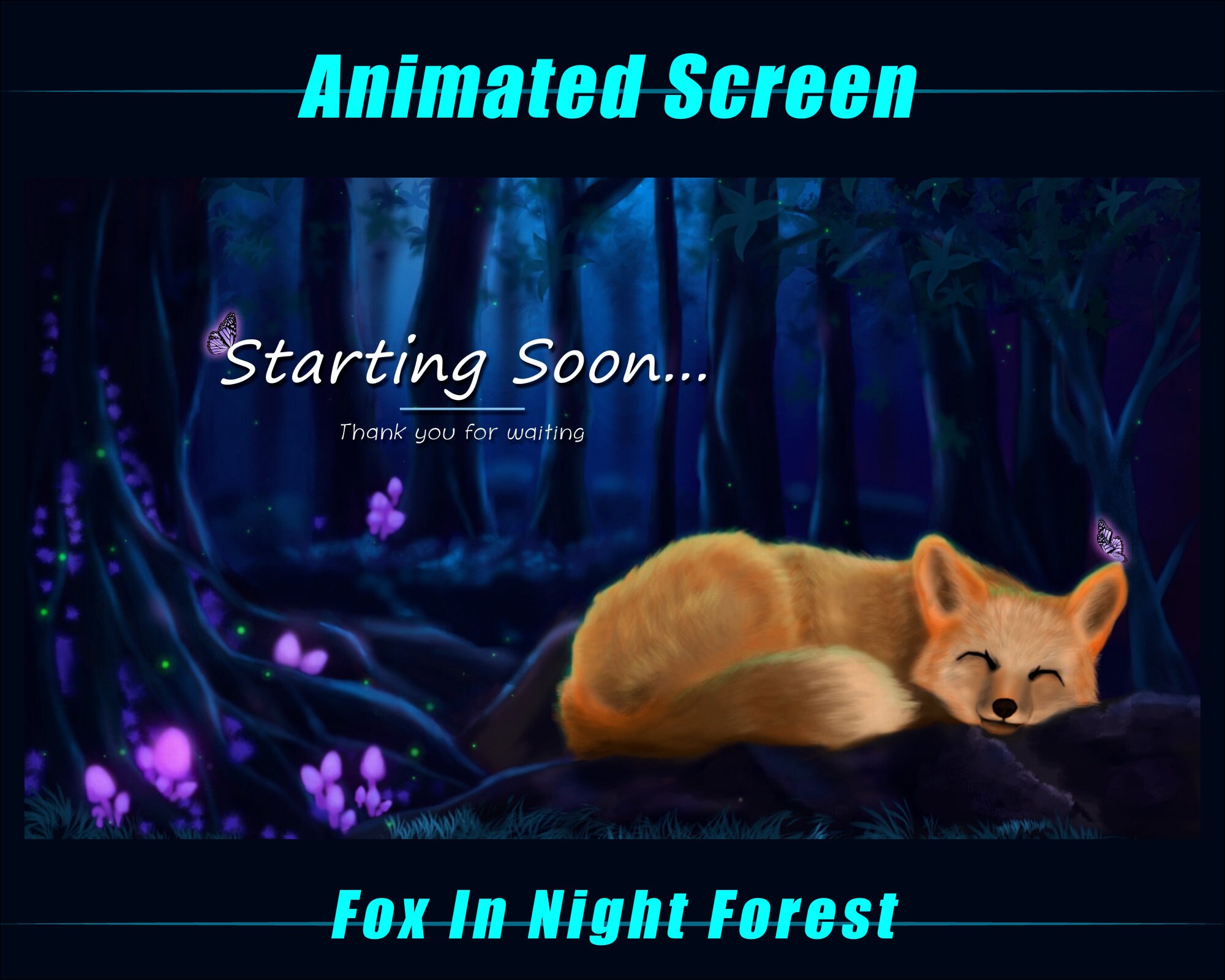 ANIMATED Fox in Forest Twitch Stream Package, Magic Forest Fox Animated ...
