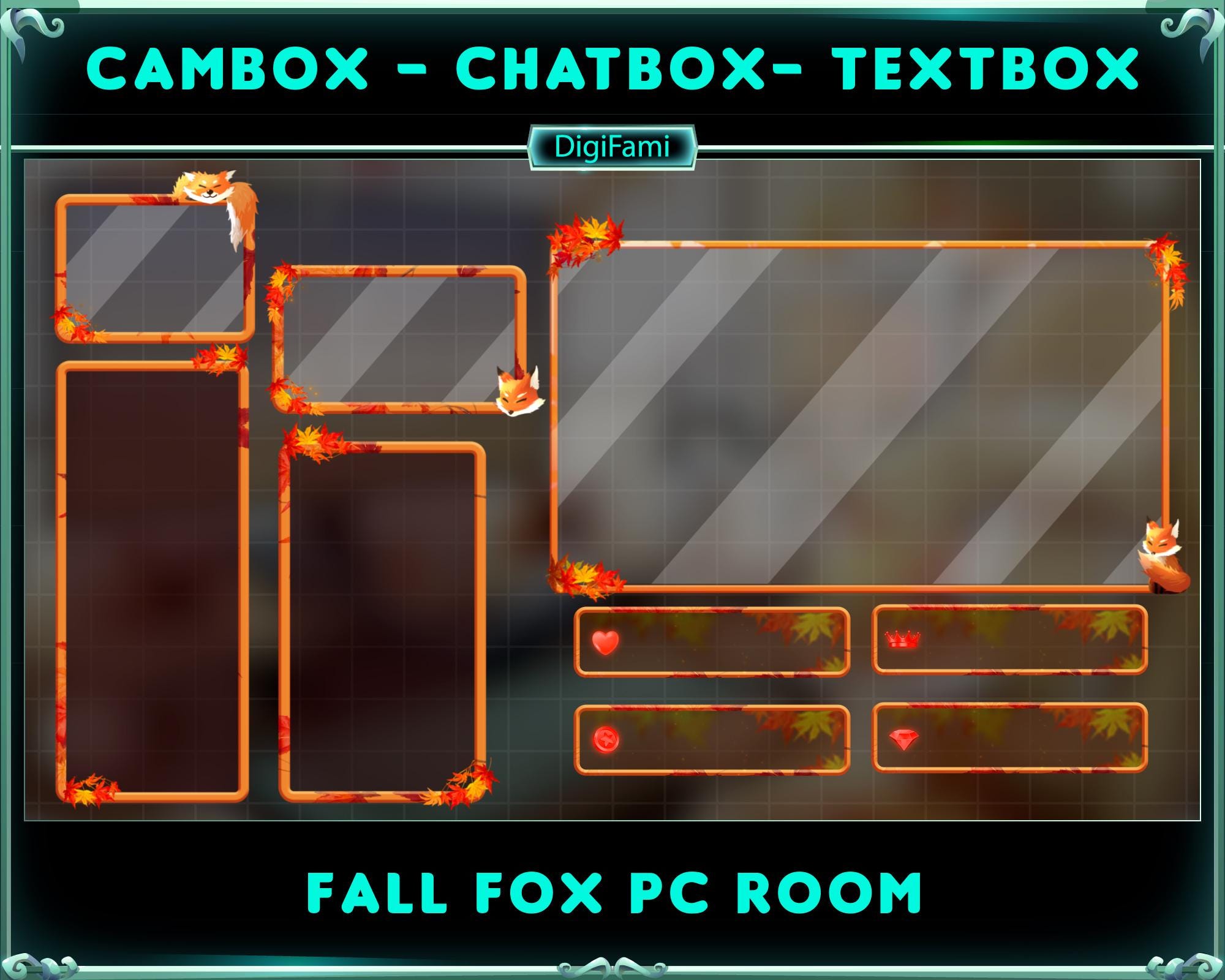 Fox in Fall PC Room Animated Twitch Overlay Bundle, Fox in Autumn Game ...