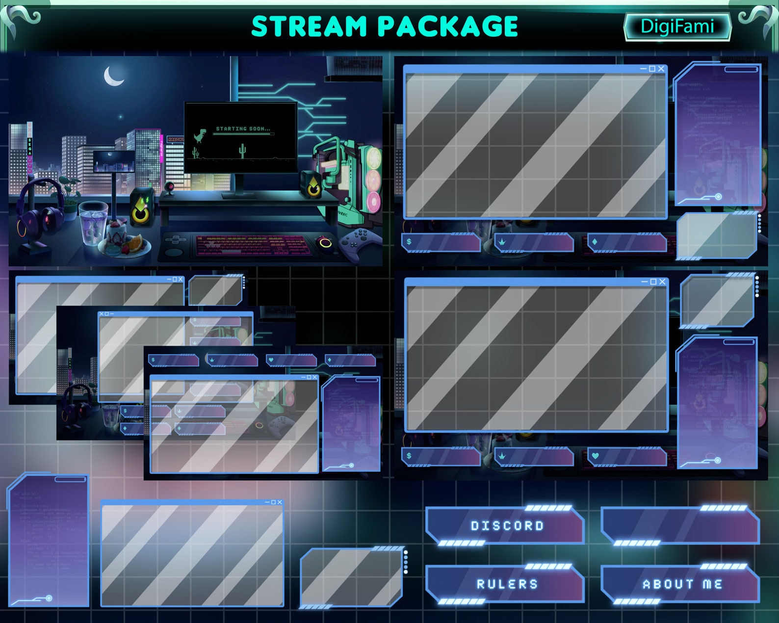 Gaming Room Stream Overlays Package, PC Desk Twitch Overlays Package ...