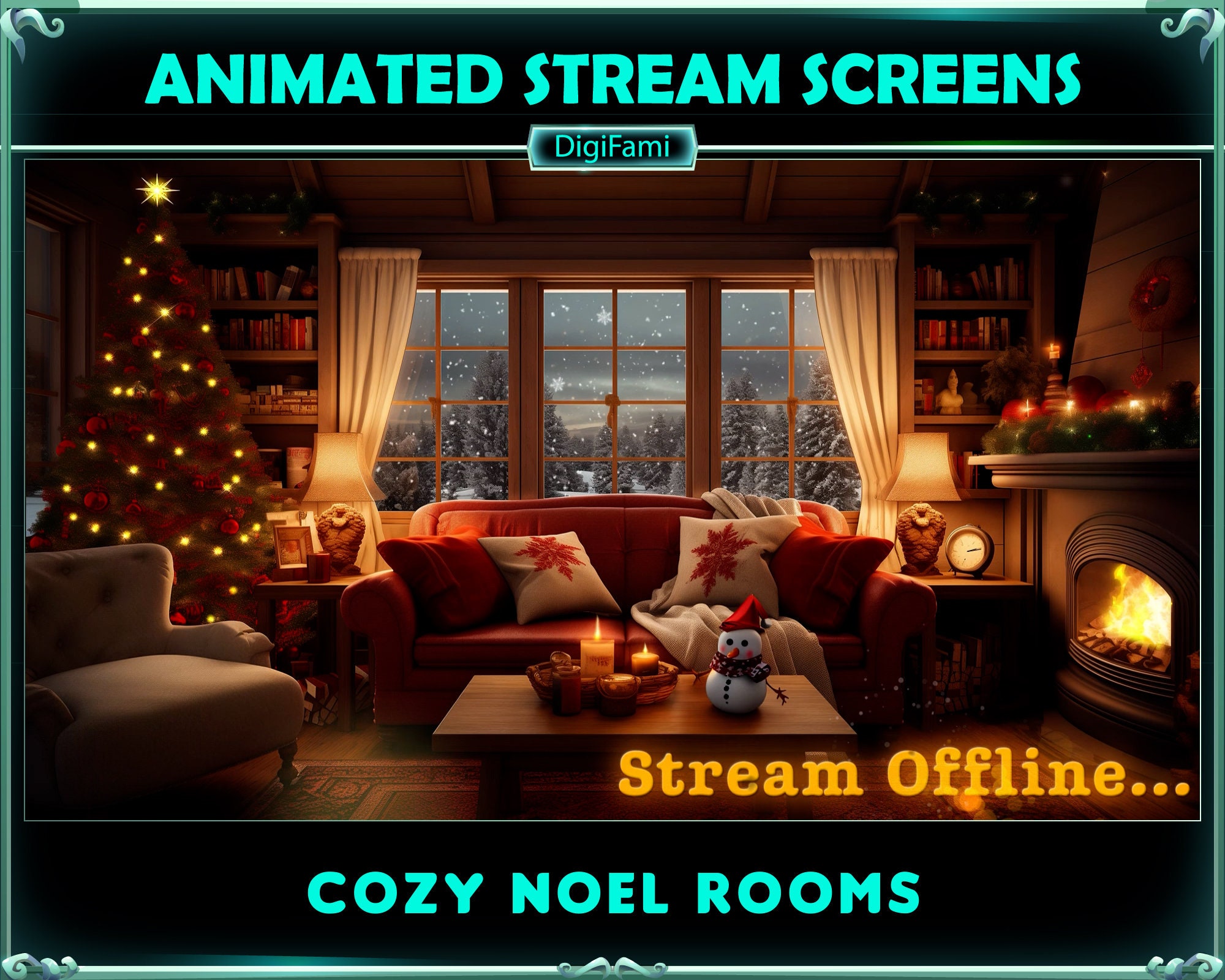 ANIMATED Twitch Stream Overlays Cozy Christmas Room, Cozy Christmas ...