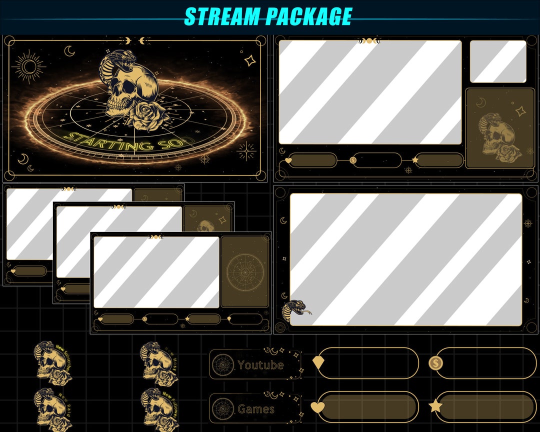 Animated Scenes Floral Skull Twitch Overlay Package | Celestial Stream ...
