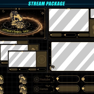 Animated Scenes Floral Skull Twitch Overlay Package | Celestial Stream ...