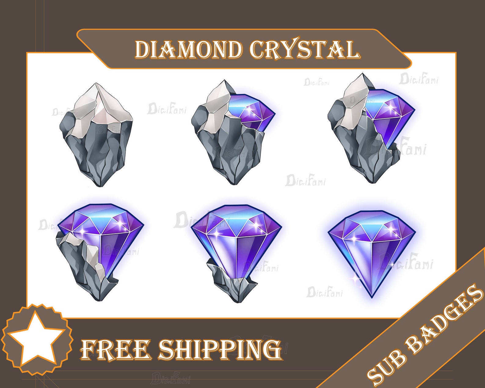 Diamond Crystal Twitch Sub Bit Badges / Kawaii Crystal - Etsy