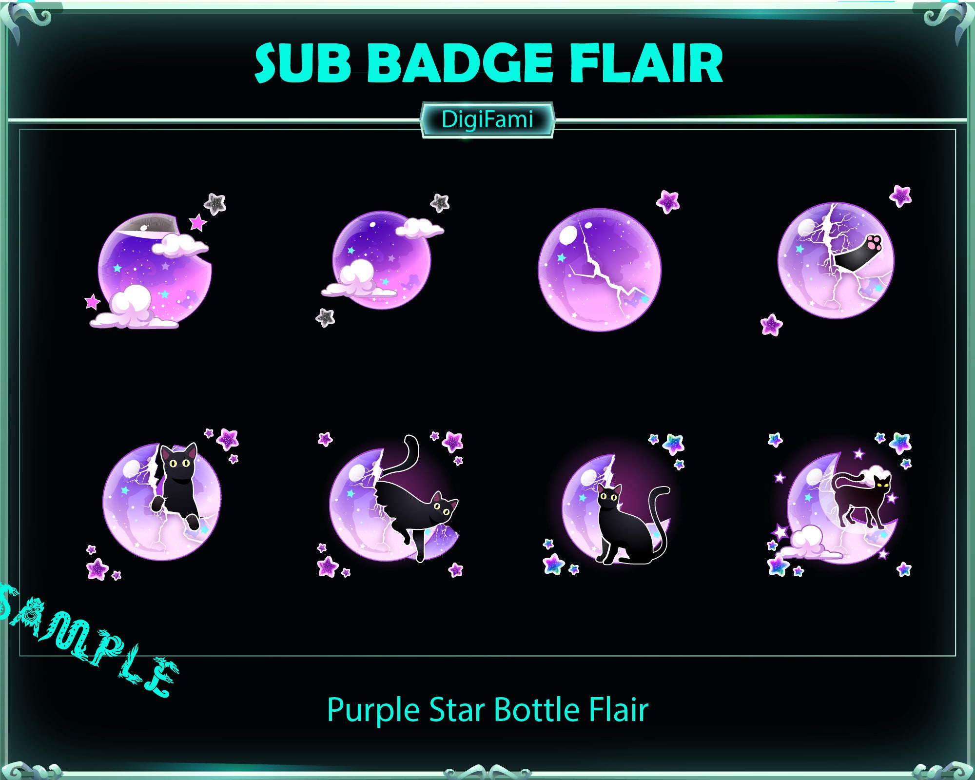 Purple Star Bottle Twitch Sub Badge Flair, Celestial Twitch Sub Badge ...