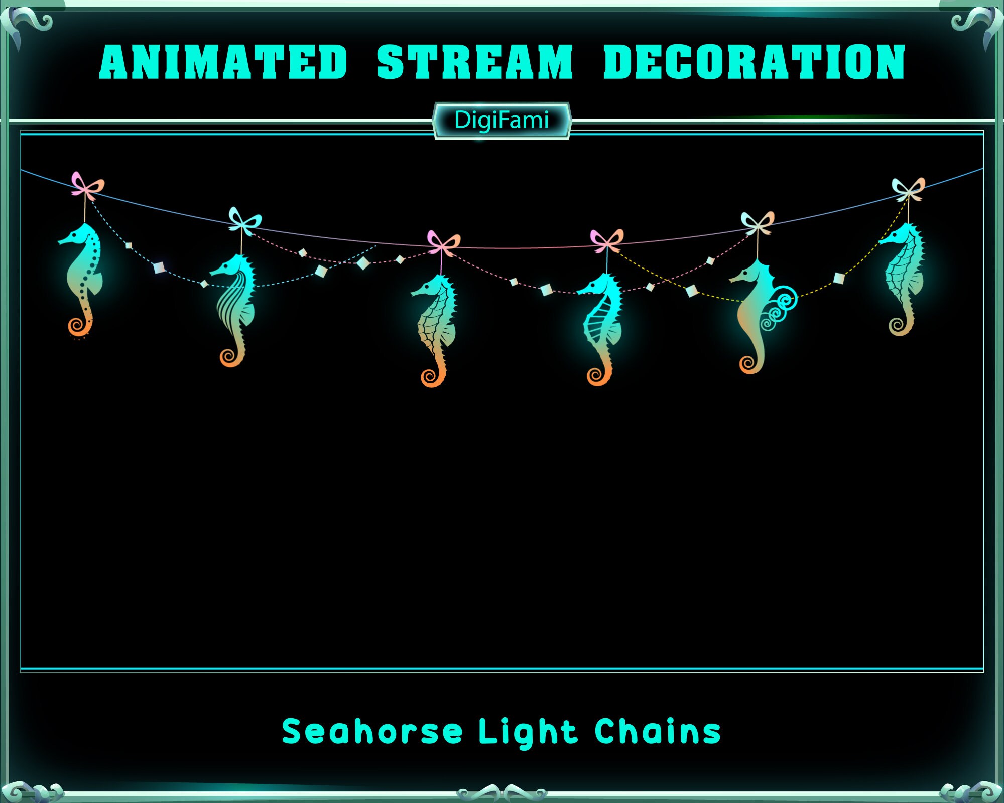 Fairy Seahorse Light Chains Animated Twitch Stream Decoration, Animated ...