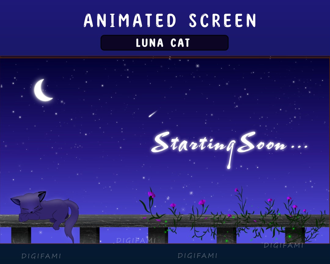 ANIMATED Sleeping Black Cat Twitch Stream Screen Overlays, Sleeping ...