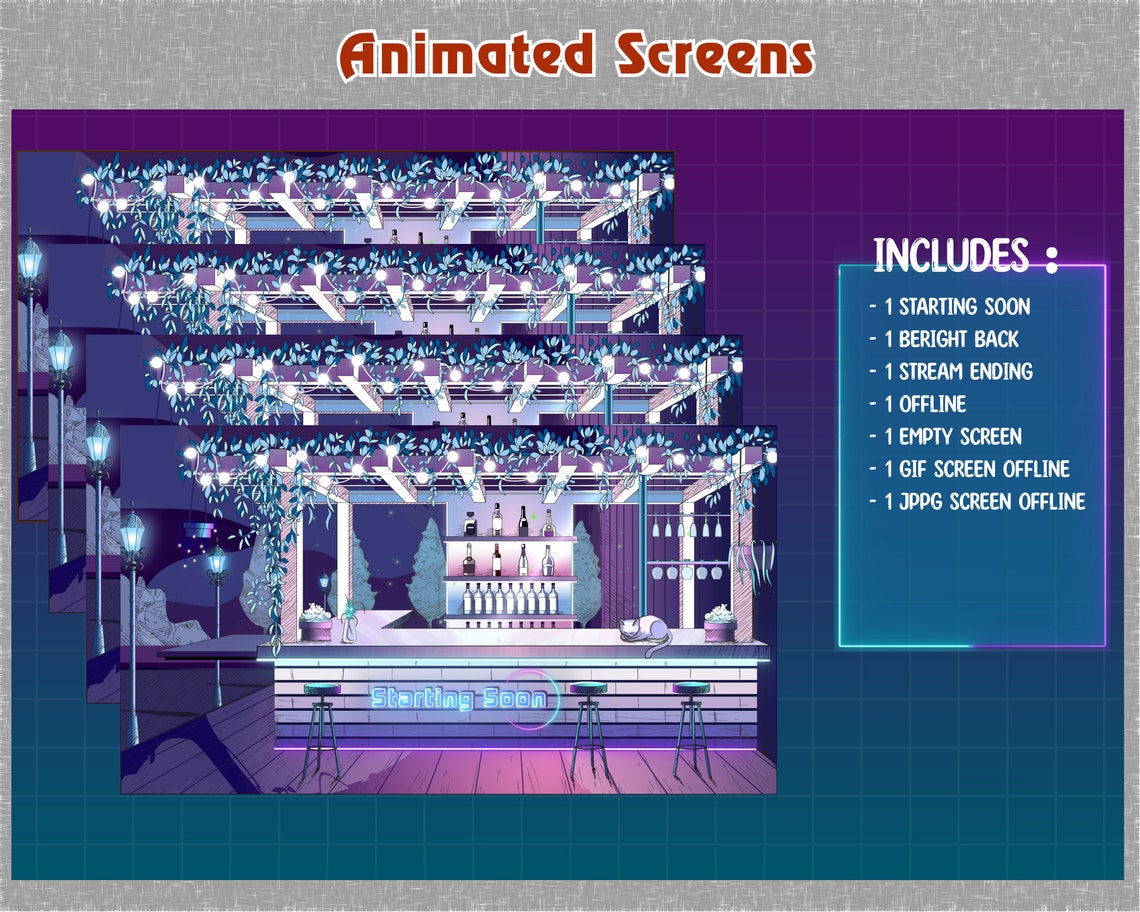 ANIMATED Twitch Screen Overlay Package / Garden Bar Stream Screen ...