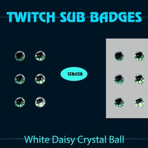 Magic Daisy Ball Twitch Sub Bit Badges, White Daisy Flower Twitch Sub ...
