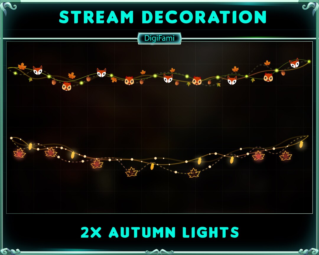 Fall Light Chains Animated Stream Decoration, Cute Maple Leaf Twitch ...