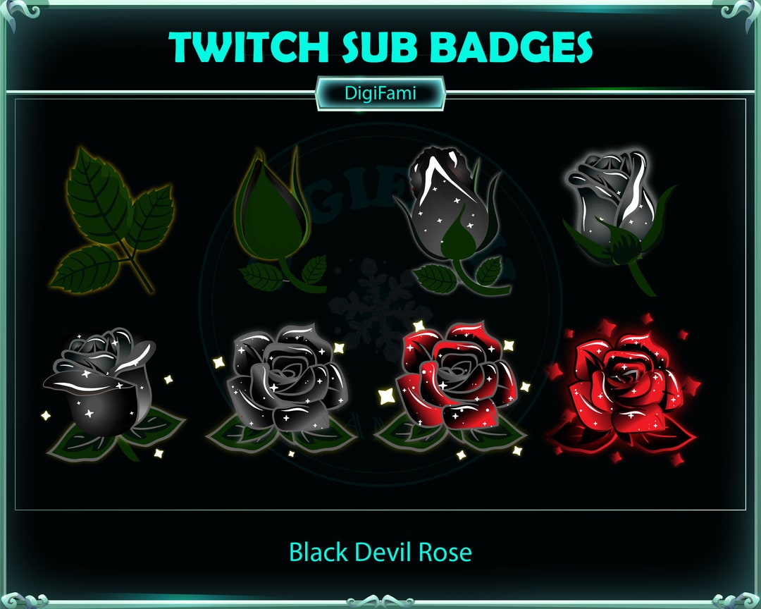 Black Devil Roses Twitch Sub Bit Badges, Black Devil Roses Twitch Sub Badges, Kawaii Sub Badges ...