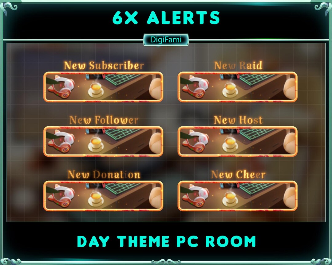 Cozy PC Desk Animated Twitch Alerts, Daily PC Desk Twitch Alerts, Cute ...