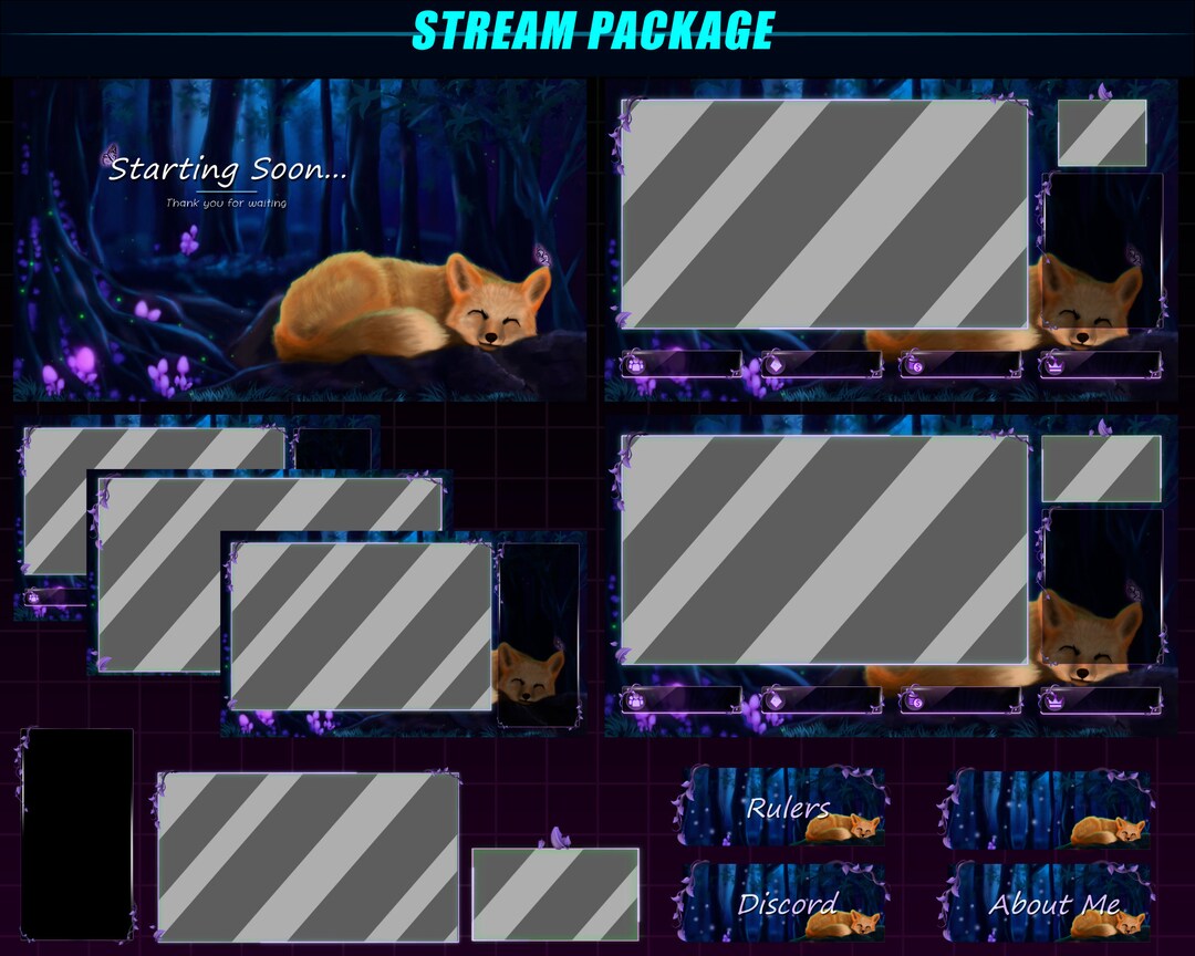 ANIMATED Fox in Forest Twitch Stream Package, Magic Forest Fox Animated ...