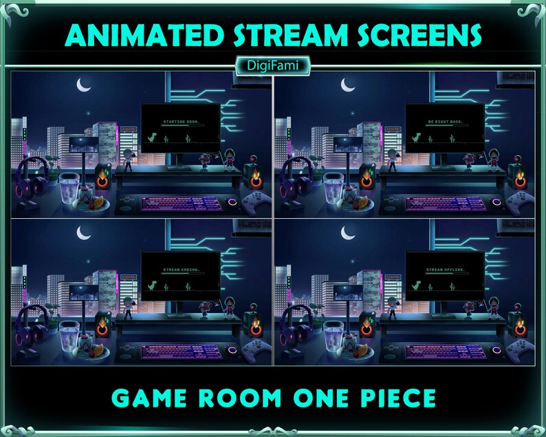 Animated Twitch Gaming Room Screen Overlays, PC Desk Twitch Screen ...