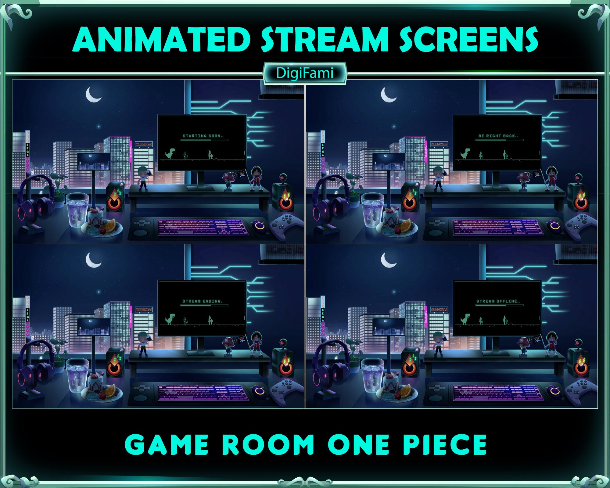 Animated Twitch Gaming Room Screen Overlays, PC Desk Twitch Screen ...