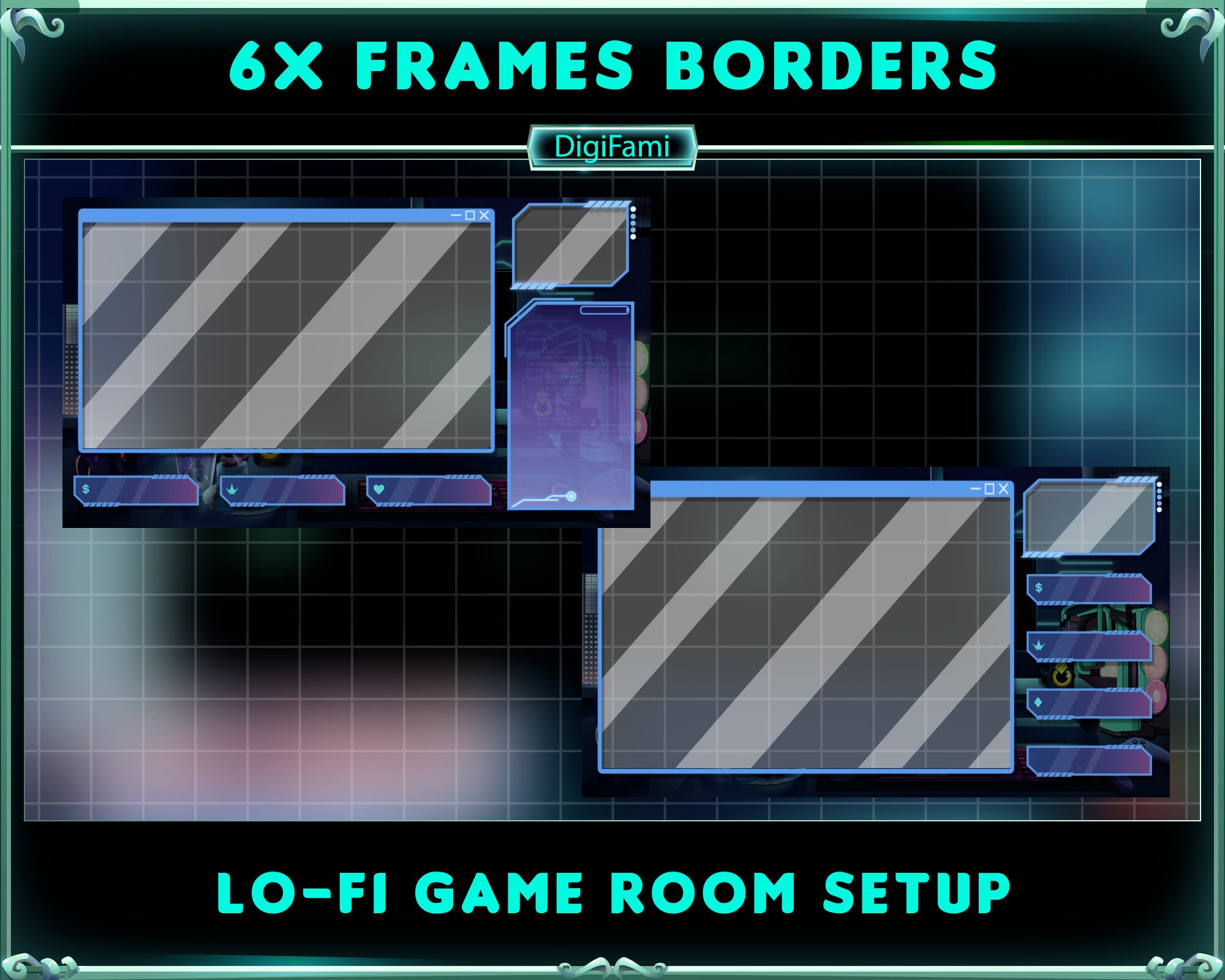 Gaming Room Stream Overlays Package, PC Desk Twitch Overlays Package ...